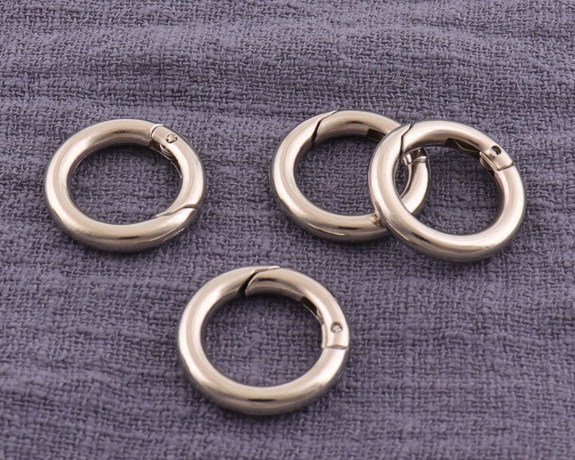 10pcs Silver Spring Gate Ringround Snap Claspsmall Push Snap - Etsy