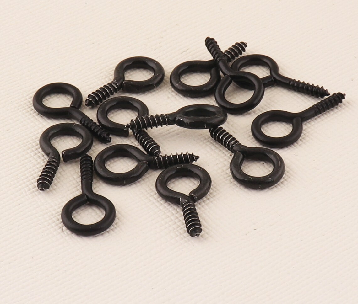 Mini Eye Hooks Screw Eye Bailsblack Eye Loops Screwsplated - Etsy