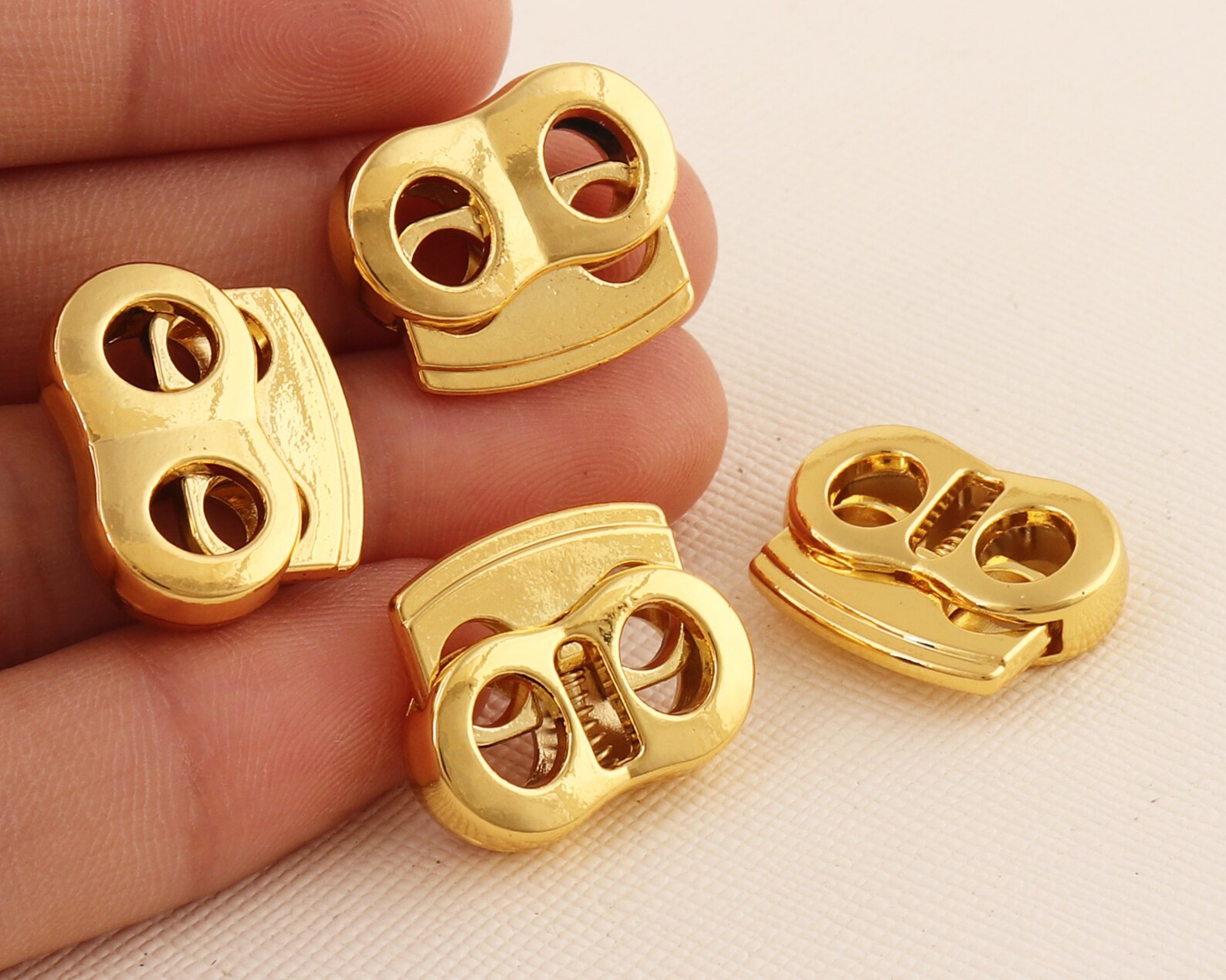 Spring Cord Lockgold Oval Cord Lock Double Barrel-double | Etsy