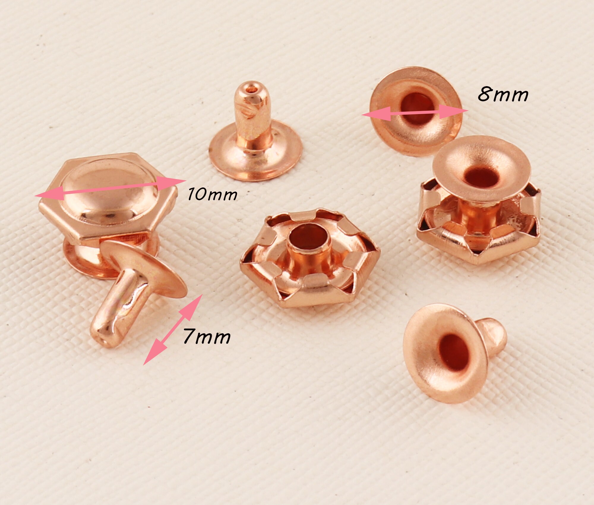 Double Cap RivetsStud Rapid Rivets Leather Craft RepairRose | Etsy