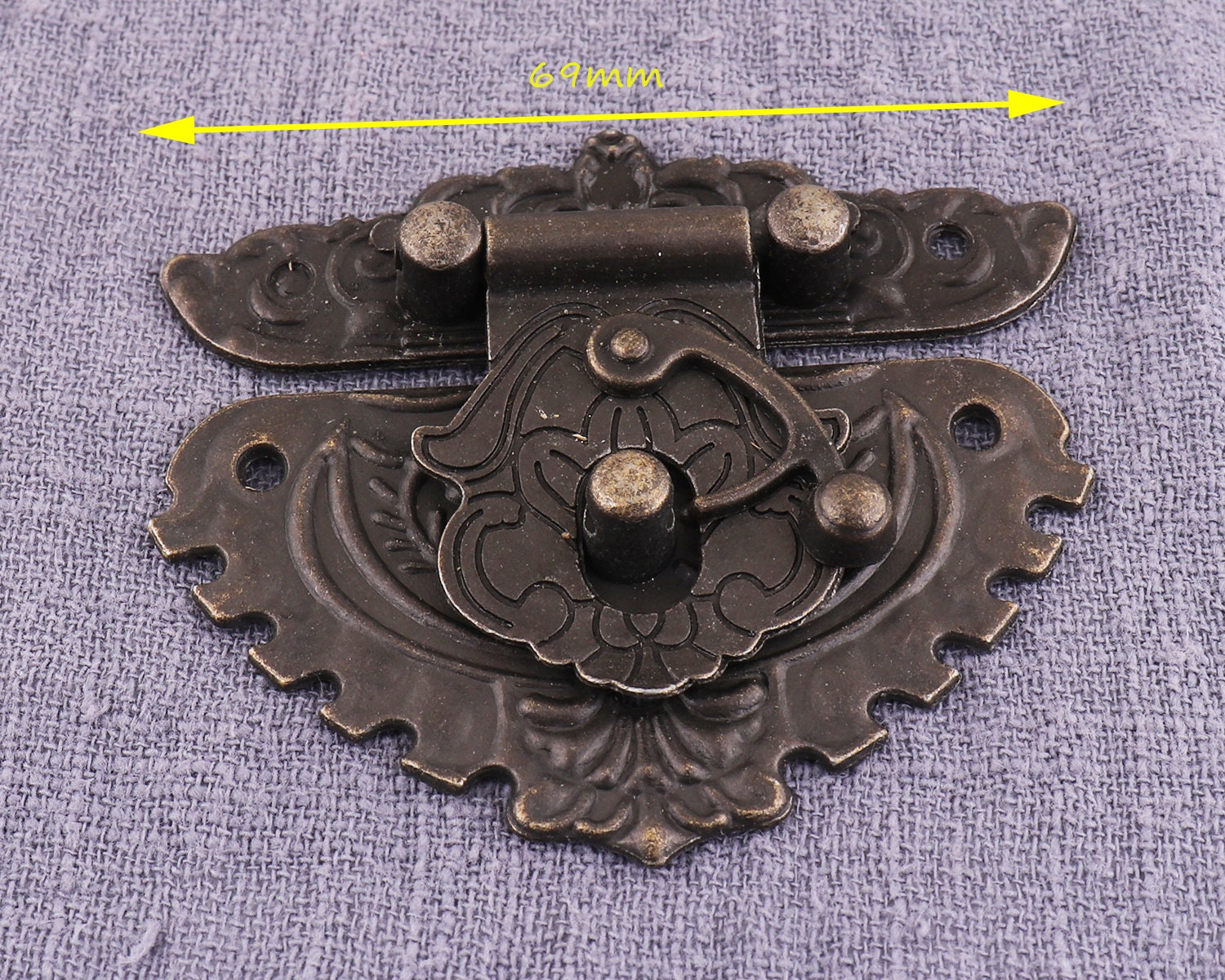 Antique Brass Latch Clasp, 69mm Bronze Wooden Box Lock , Metal Latches ...
