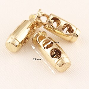 Light Gold Rope Buckle, Double Hole Cord Stopper, 24mm Spring Buckle ...
