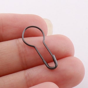 100pcs 22mm Gunmetal Plated Pear Shaped Safety Pins, Bulb Safety Pin ...