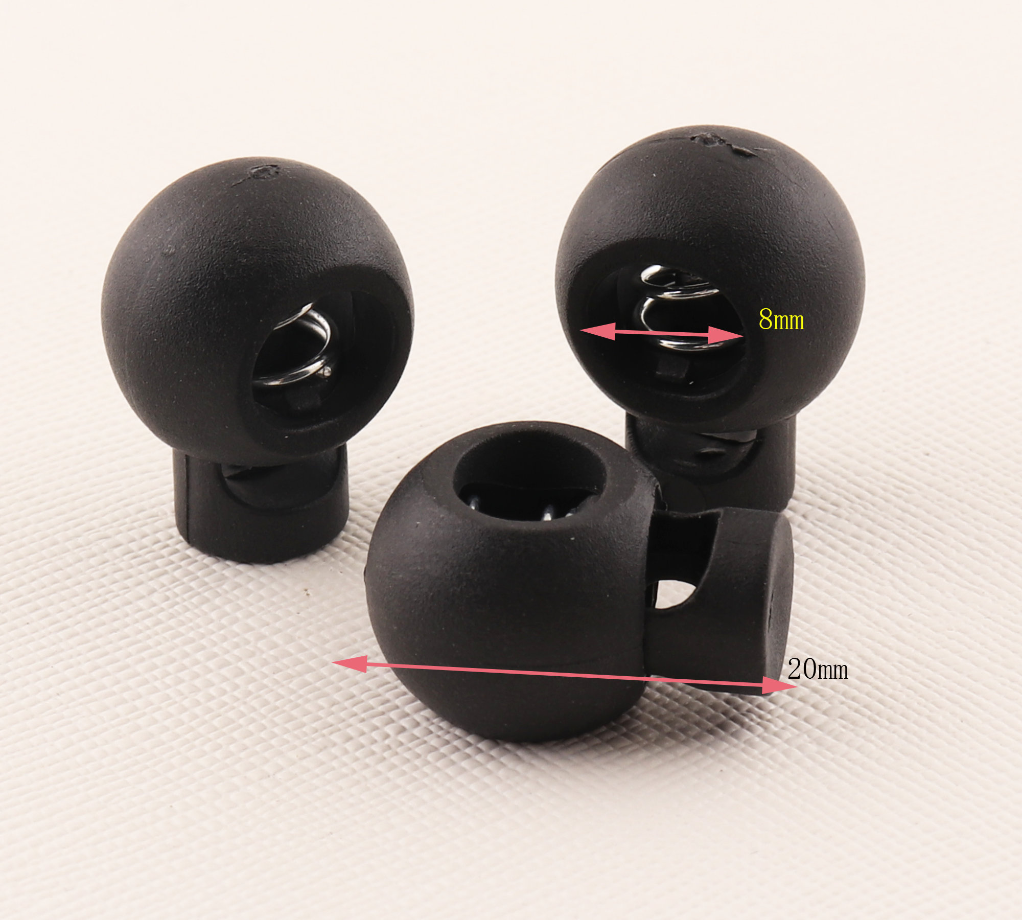 Black Single Hole Round Toggle,8mm Cord Lock Stopper,40pcs Spring Cord ...