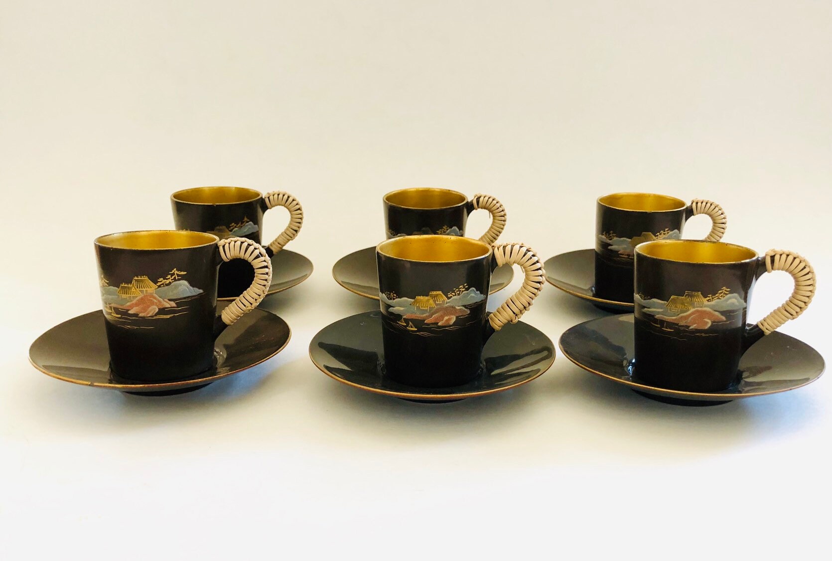 Set of 6 Maruni Lacquerware Hand Painted Cups and Saucers Made - Etsy