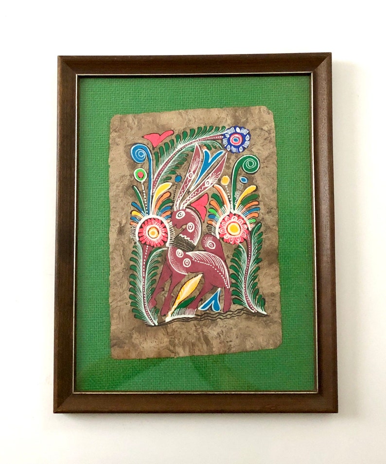 Colorful Framed Vintage Amate Bark Paper Mexican Folk Art Deer - Etsy