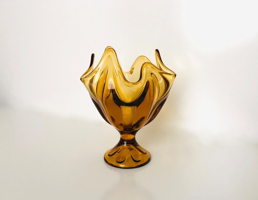 Viking Epic Glass Honey Amber 6 Petal Handkerchief Compote Vase - Etsy