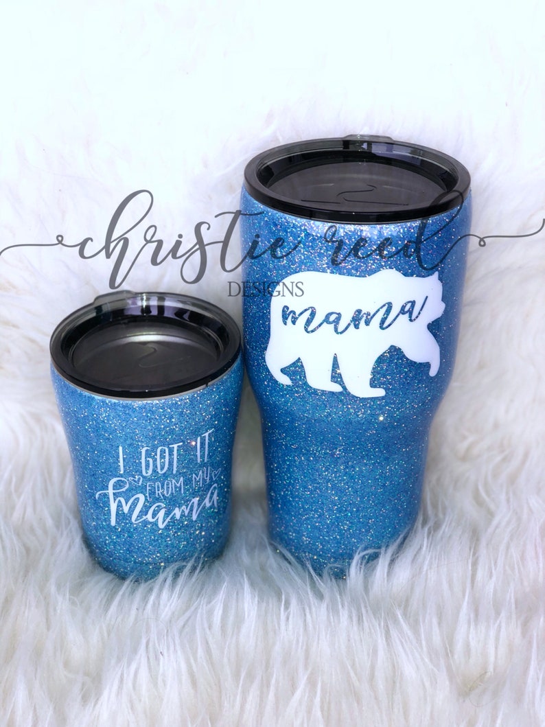 Mama And Me Glitter Tumbler Set Mama Bear Glitter Tumbler Etsy