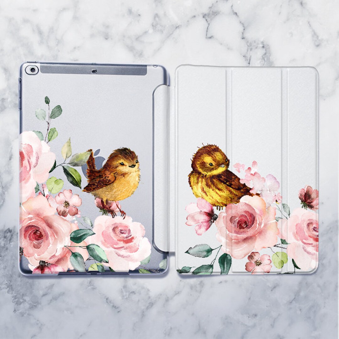 Cute Birds iPad 7th Generation Case iPad 10.2 Inch Case Pink Roses Case ...