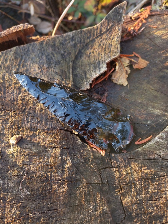 Rare Black Obsidian Blade / Knife Hand Carved Flint - Etsy