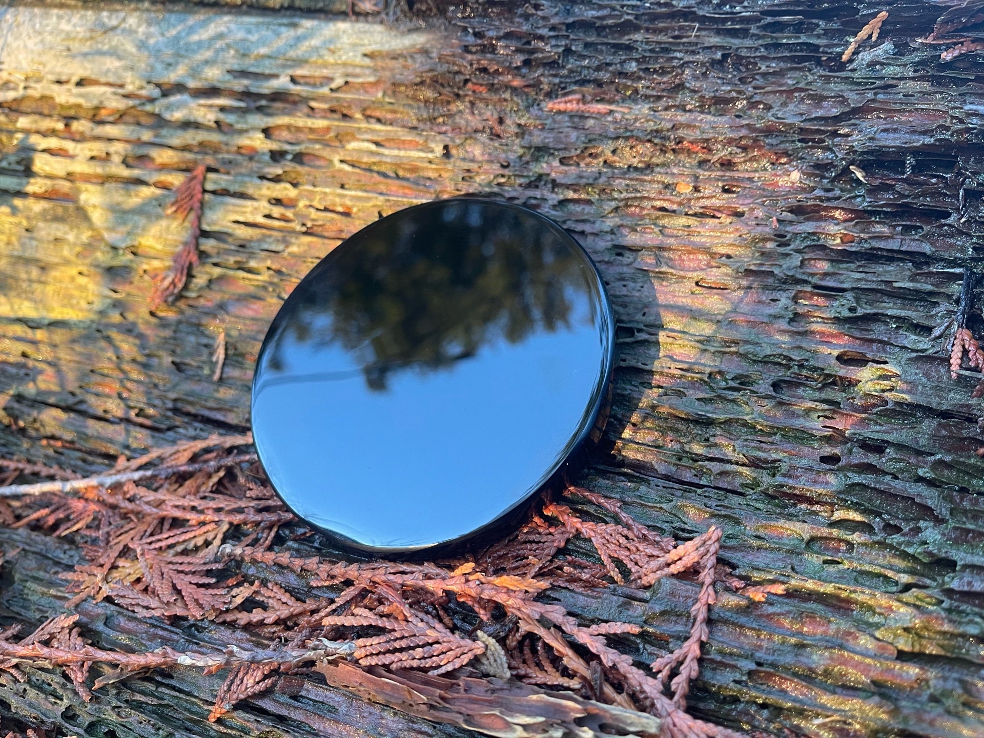 Local Seller REAL Black Obsidian Scrying Mirror for Magic | Etsy