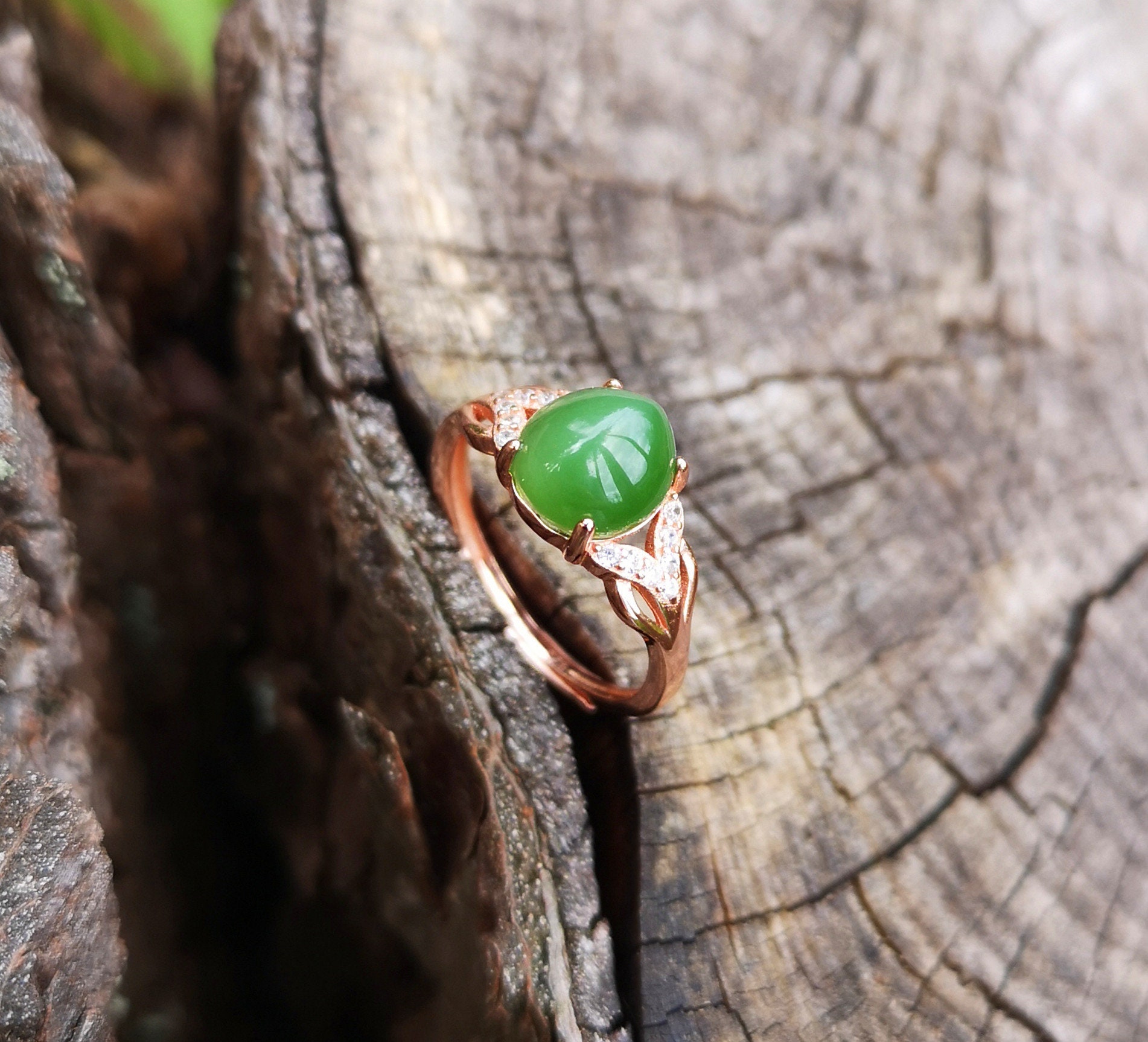 Genuine Nephrite Jade Adjustable Ring Siberian Cat's Eye - Etsy UK