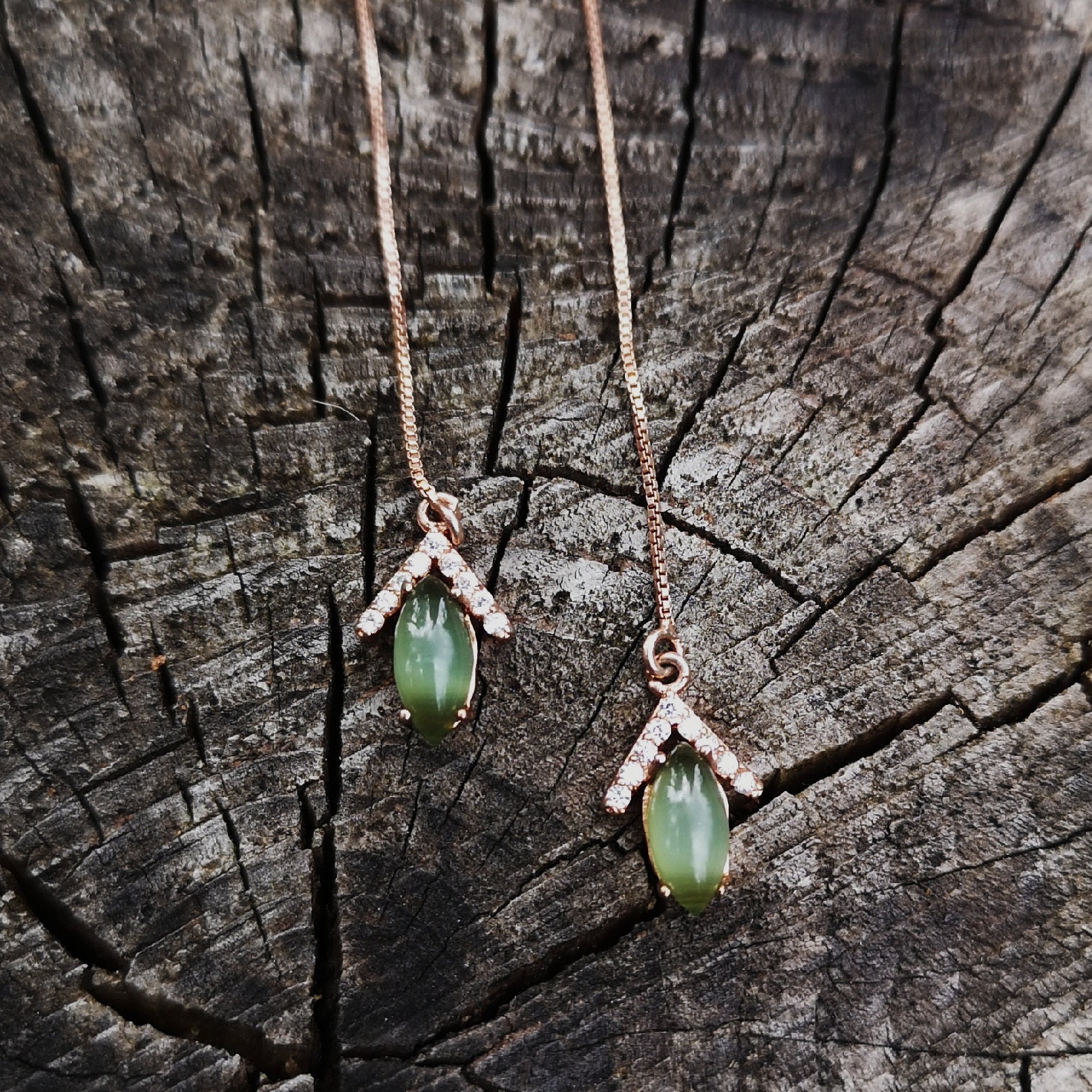 Authentic Green Nephrite Jade Siberian Cat's Eye Drop | Etsy