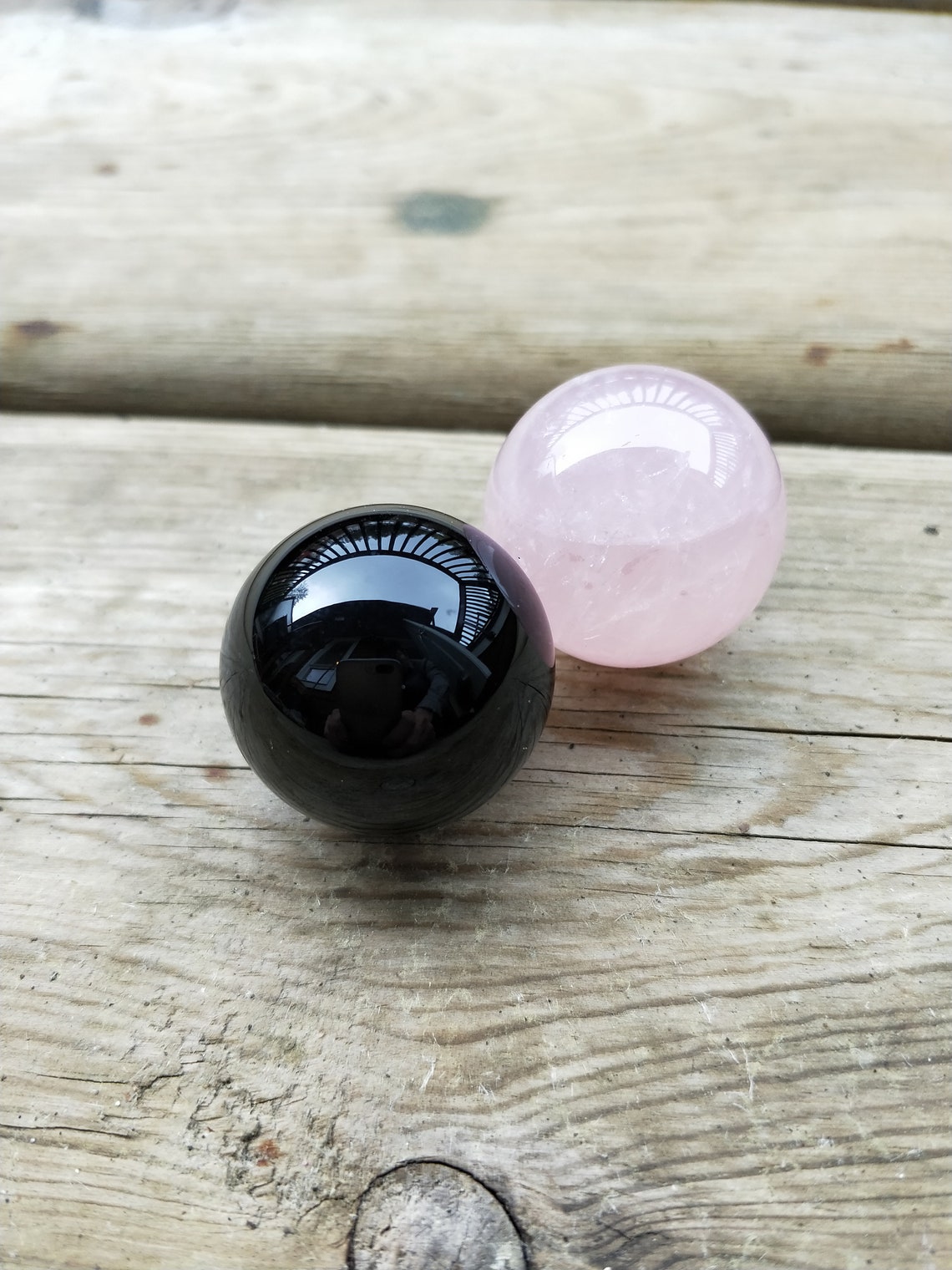Ben Wa Balls Set of 2-Rose Quartz & Black Obsidian Kegel Balls | Etsy