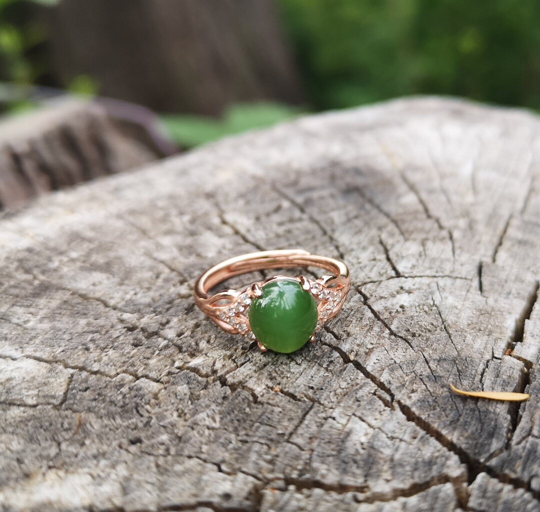 Genuine Nephrite Jade Adjustable Ring- Siberian Cat's Eye Jade - Etsy