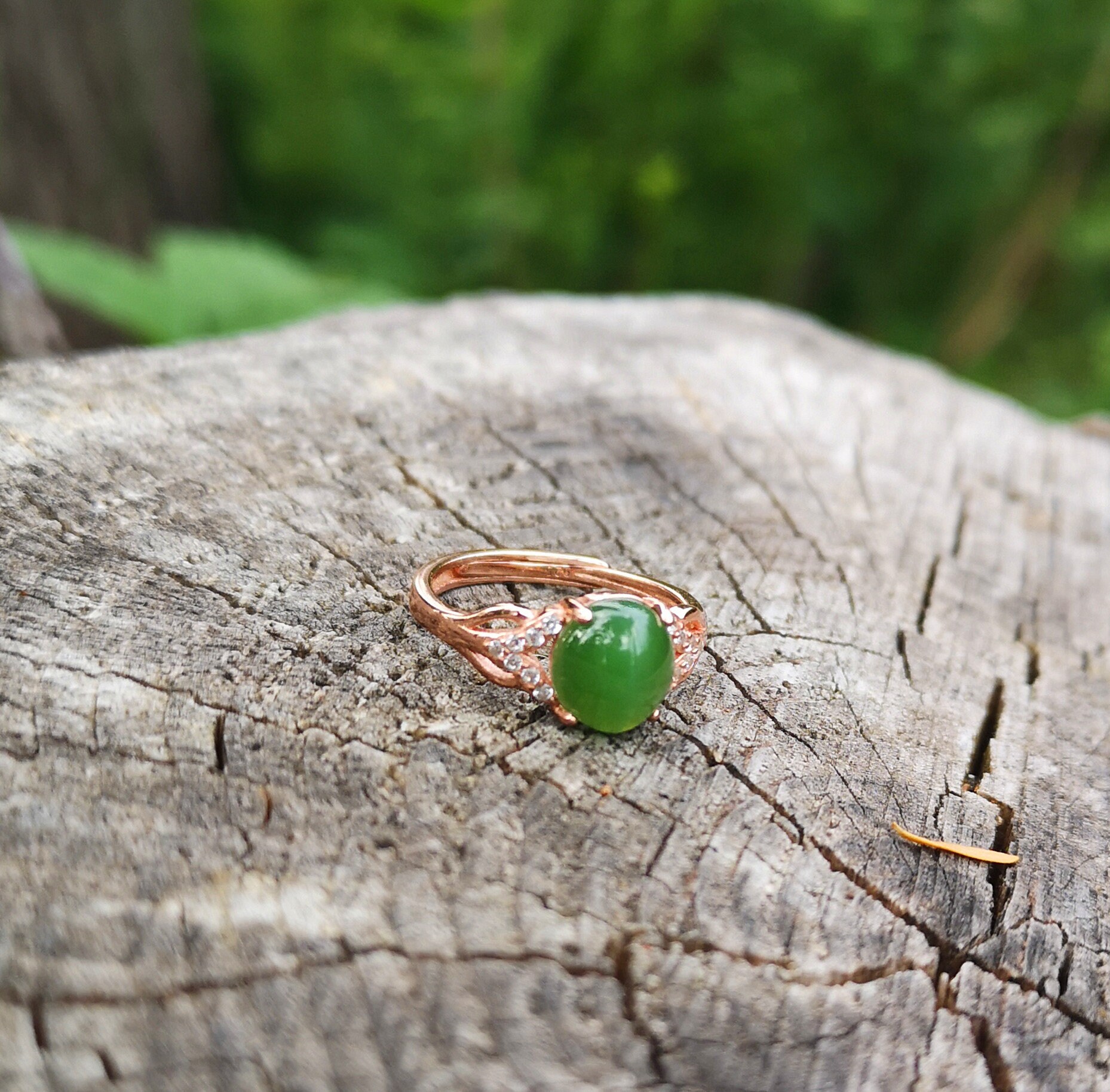 Genuine Nephrite Jade Adjustable Ring Siberian Cat's Eye - Etsy UK