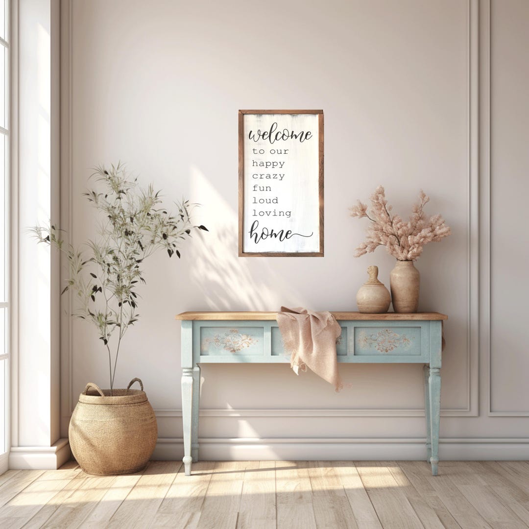 Welcome to Our Happy Home | Framed Wood Sign | Entryway Wood Sign ...