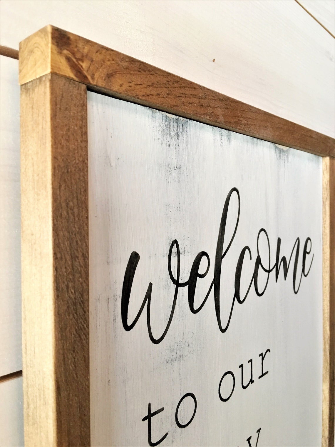 Welcome to Our Happy Home Framed Wood Sign Entryway Wood - Etsy