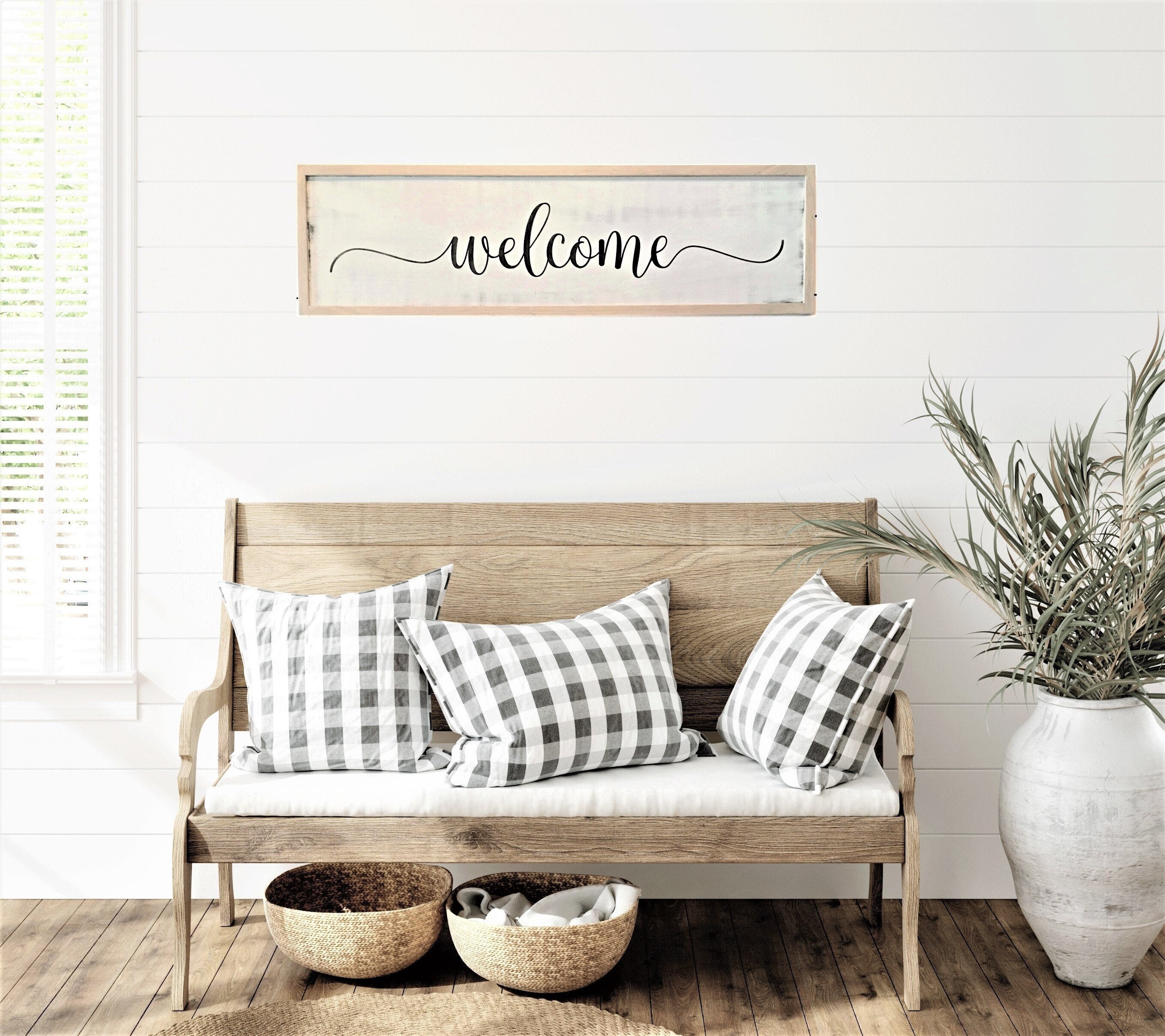 Welcome Sign Entryway Wall Decor Farmhouse Style Welcome - Etsy