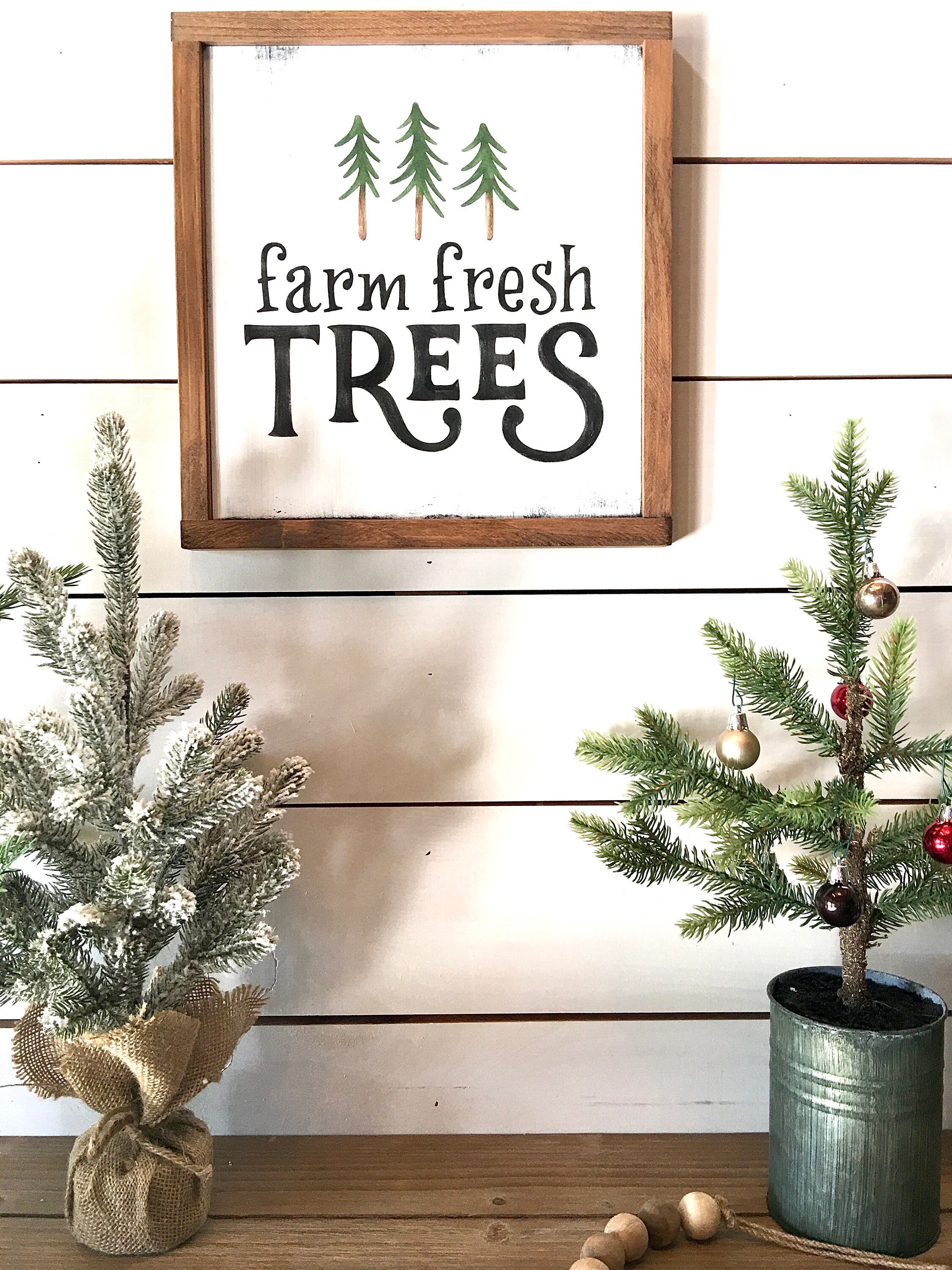 Farm Fresh Trees Wood Sign Rustic Christmas Sign Christmas Wall Decor ...