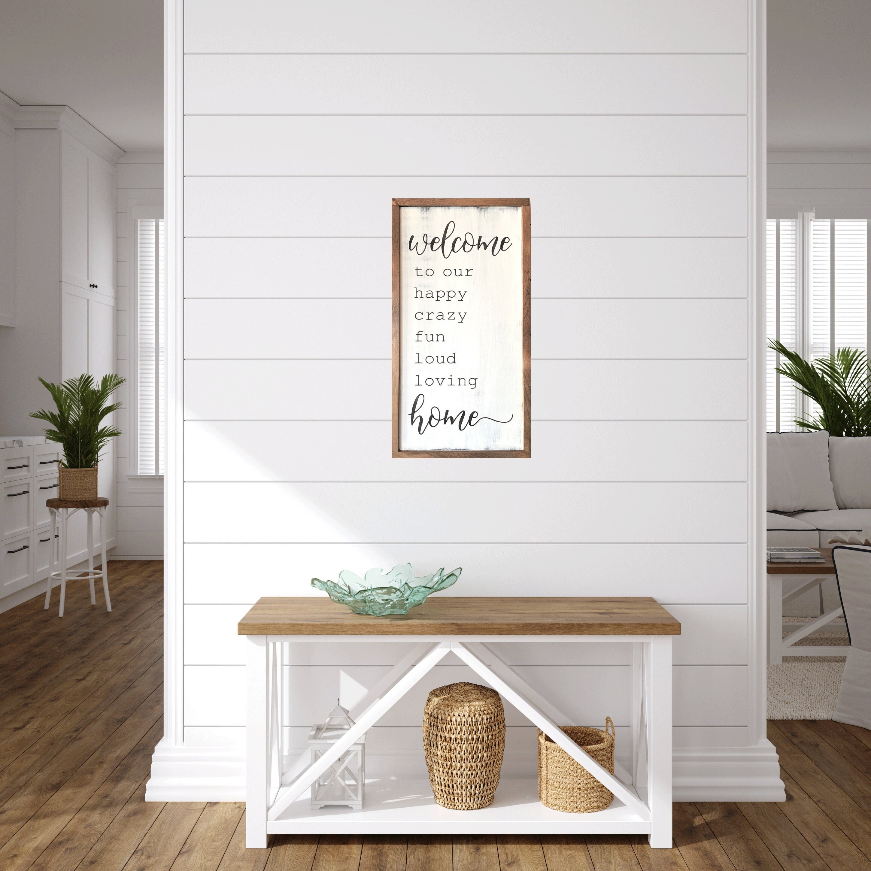 Welcome to Our Happy Home Framed Wood Sign Entryway Wood - Etsy