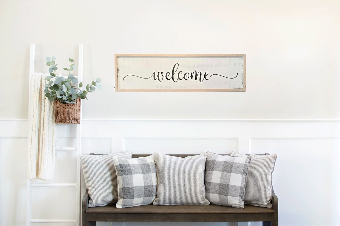 Welcome Sign Entryway Wall Decor Farmhouse Style Welcome - Etsy