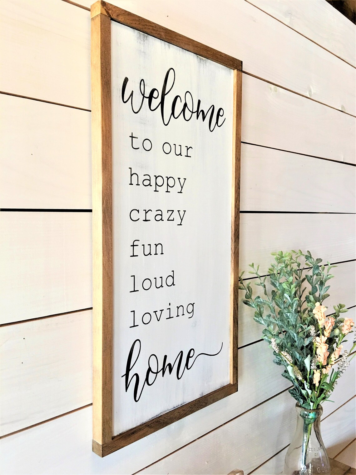 Welcome to Our Happy Home Framed Wood Sign Entryway Wood - Etsy