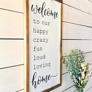 Welcome to Our Happy Home | Framed Wood Sign | Entryway Wood Sign ...