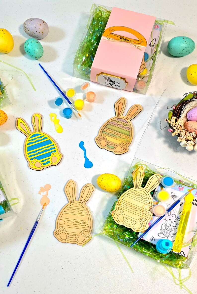 Personalized Easter Bunny Paint Kit ,DIY Craft Activity Set With Wooden ...