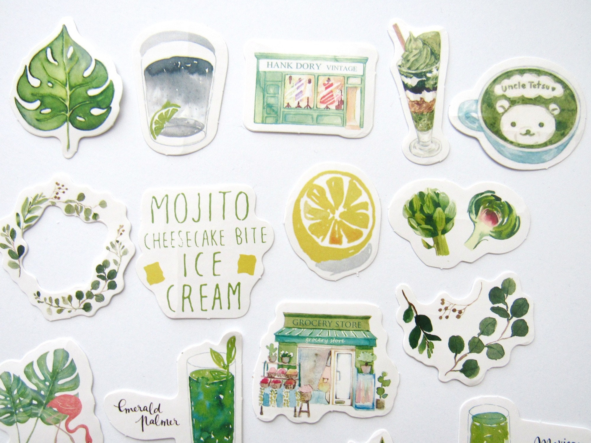 Green Mint Planner Stickers 46 Pcs Kawaii Stickers Mojito - Etsy