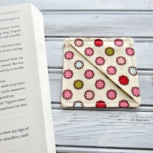 Fabric Corner Bookmark, Polka Dot Bookmark, Pink Bookmark, Daisy ...