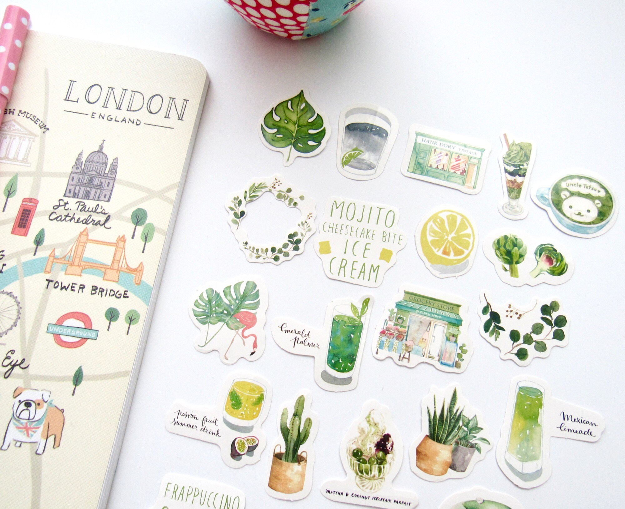 Green Mint Planner Stickers 46 Pcs Kawaii Stickers Mojito | Etsy