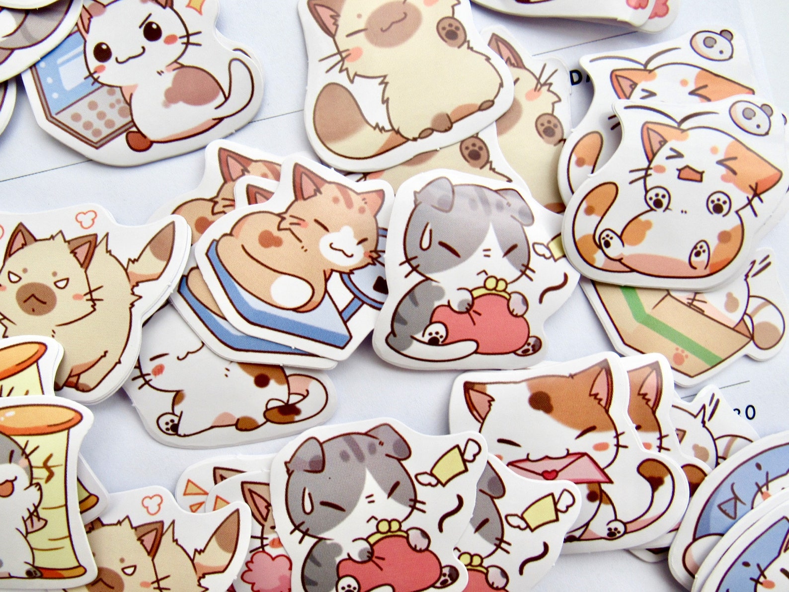 Kawaii Cat Stickers 45 pcs Kitty Stickers Cute Planner | Etsy