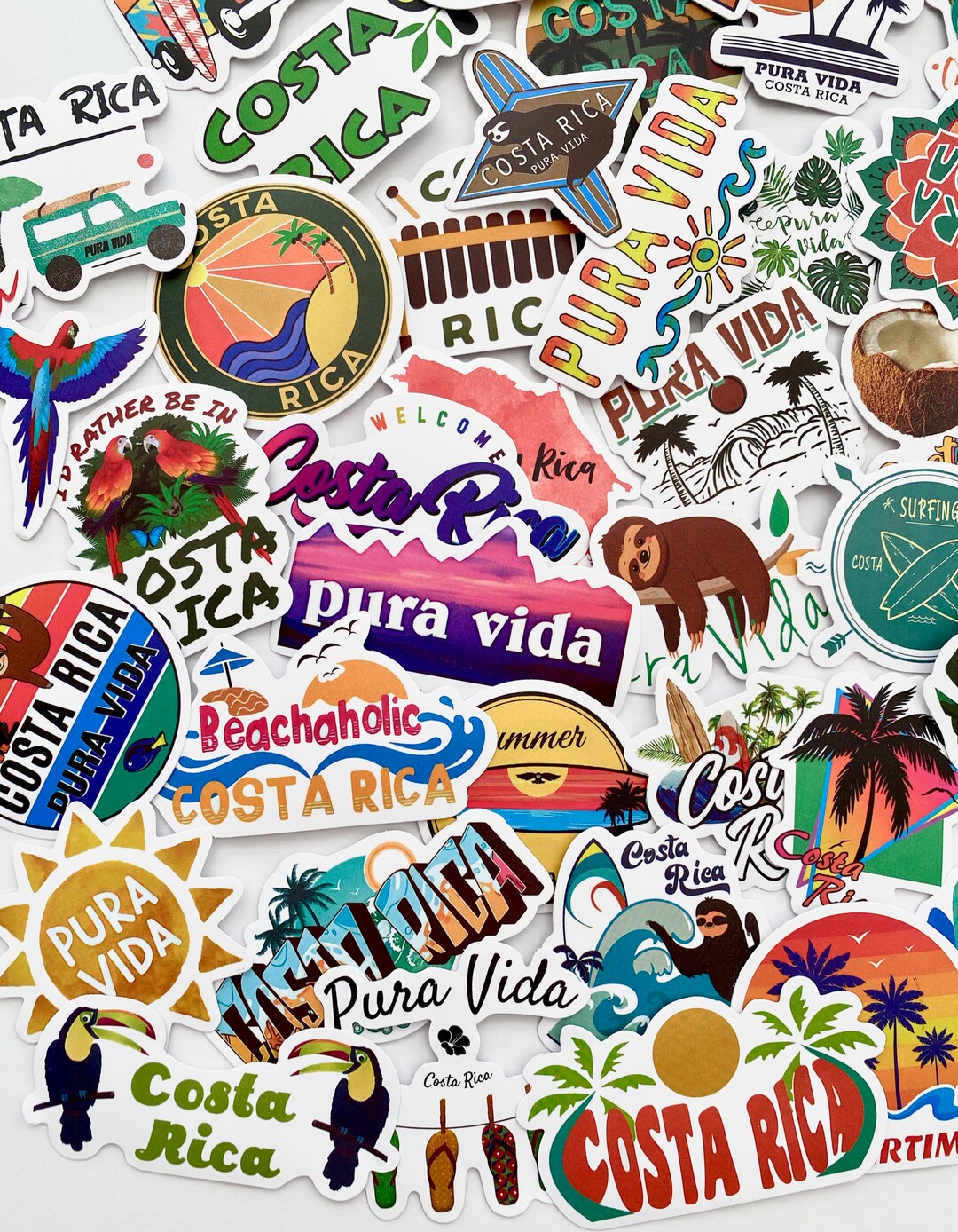 Costa Rica Vinyl Stickers, Surf Stickers, Assorted 10 Pack, Laptop ...