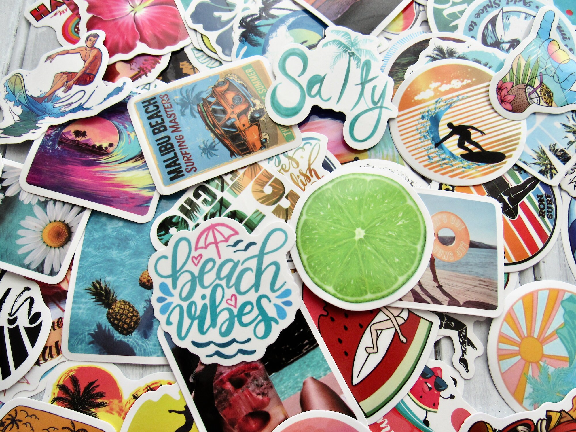 Beach Surf Vinyl Stickers Hawaii Stickers Assorted 10 Pack - Etsy