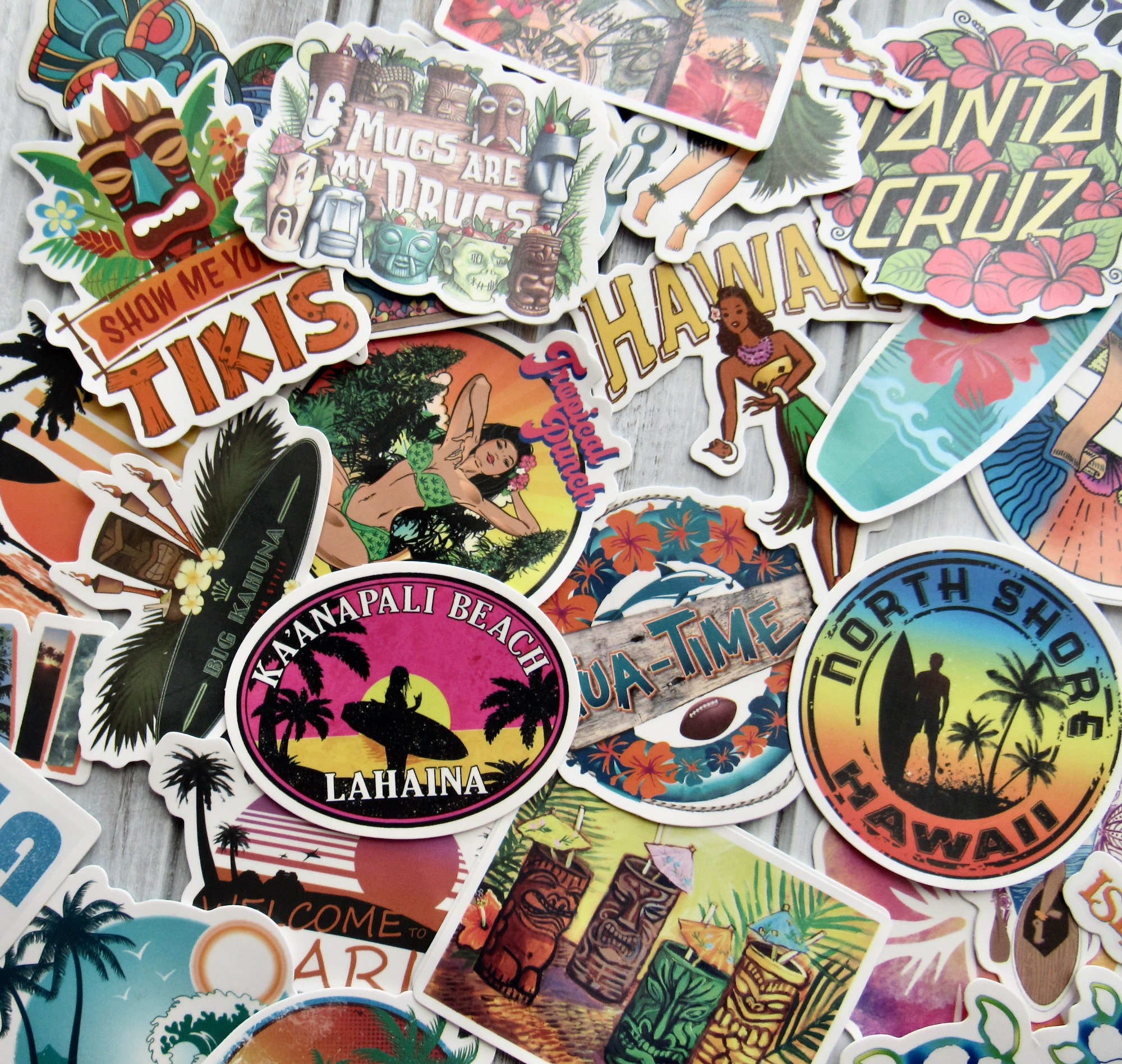 Hawaii Beach Vinyl Stickers Surf Stickers Assorted 10 Pack - Etsy