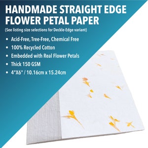 Handmade Cotton Rag Paper, 50 Pack - 150 GSM Paper With Real Flower ...