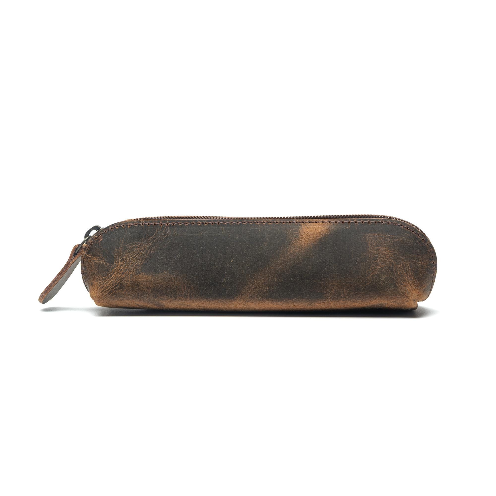 Vintage Leather Pencil Pouch Case – 8.5" Round – Hand Crafted ...