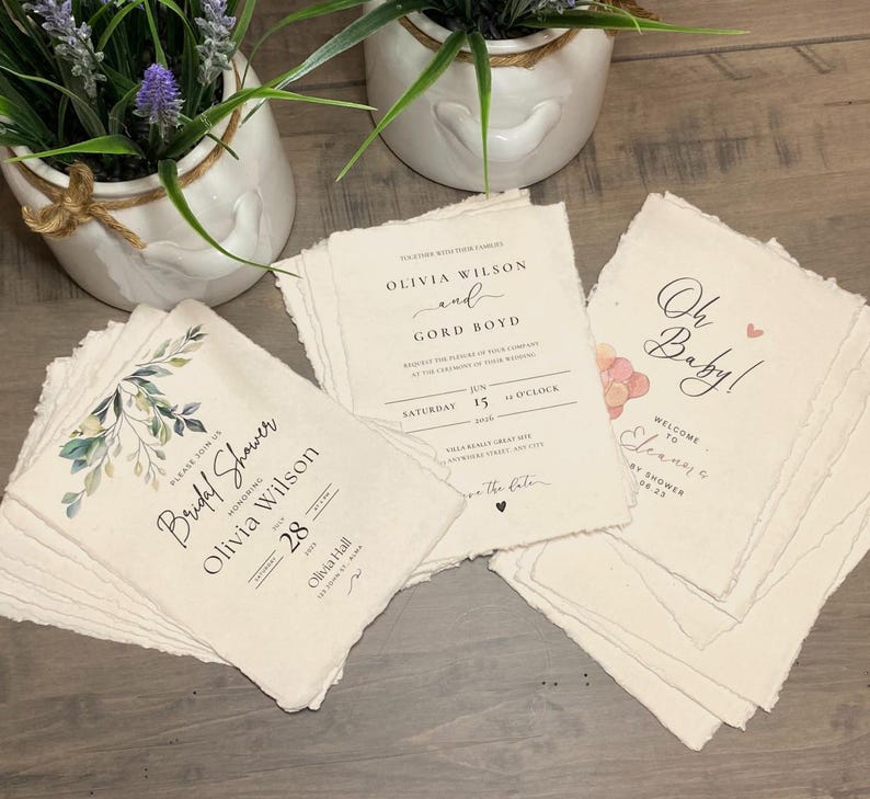 Handmade Cotton Paper, Deckle Edge, 50 Pack - Wedding Invitation, Baby ...