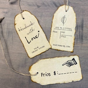 Handmade Paper Gift Tags With String - Vintage / White Deckle Edge - 25 ...