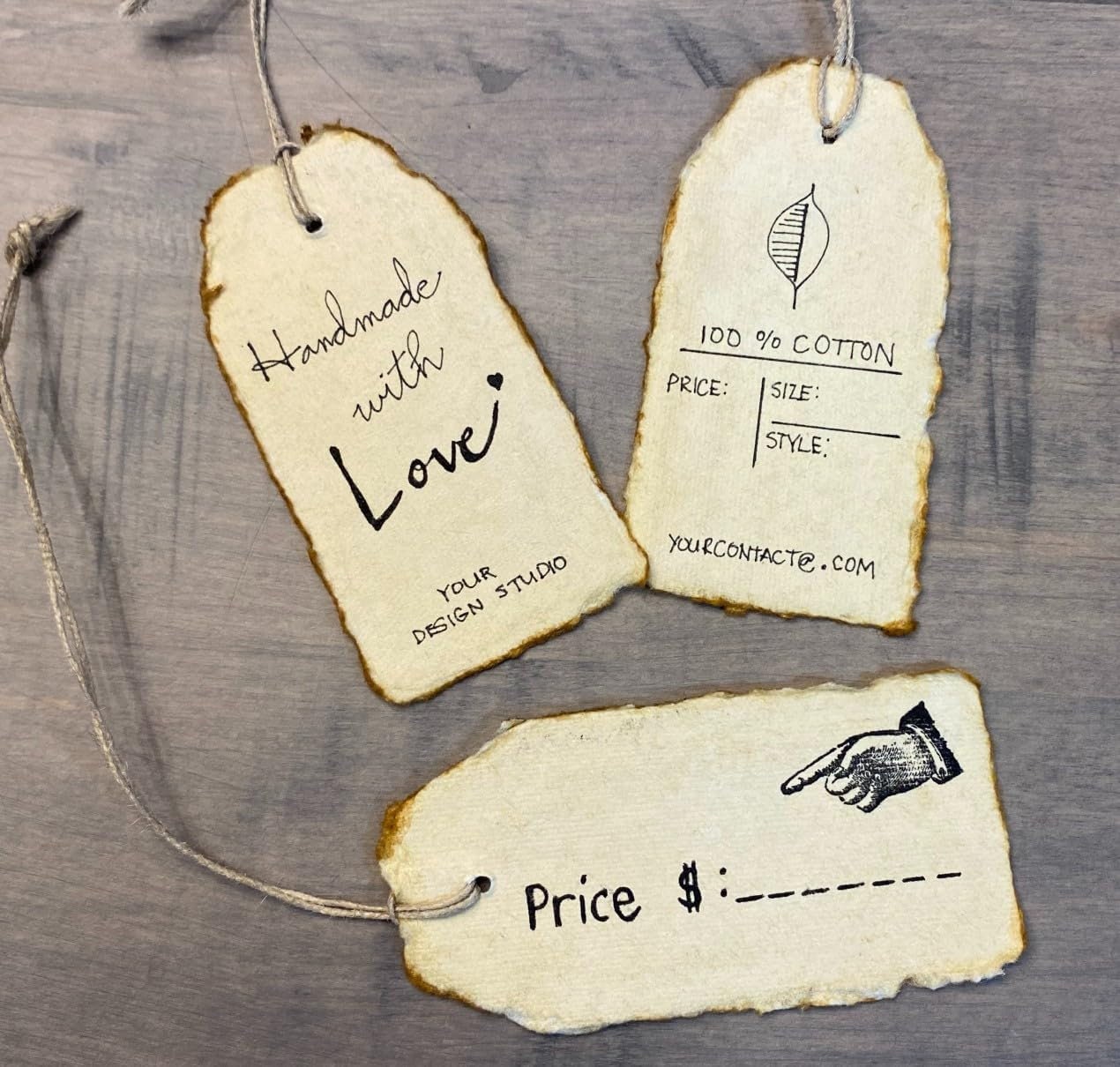 Handmade Paper Gift Tags With String - Vintage / White Deckle Edge - 25 ...