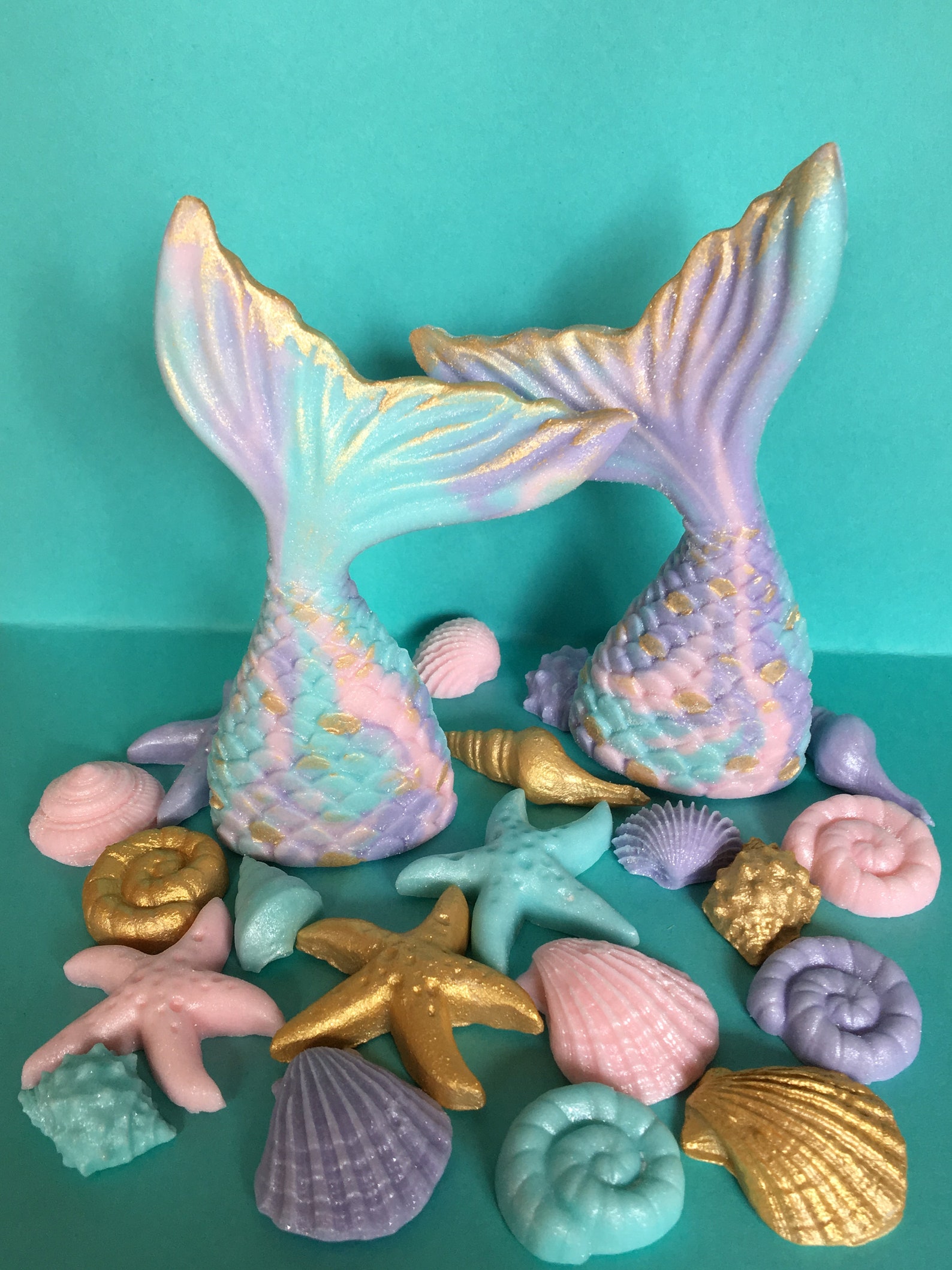 Mermaid Cake Topper Fondant Mermaid Tail Mermaid - Etsy