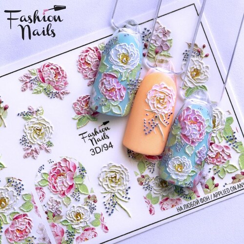 Nail Art Water Decals Stickers Pink Roses Bouquet Etsy