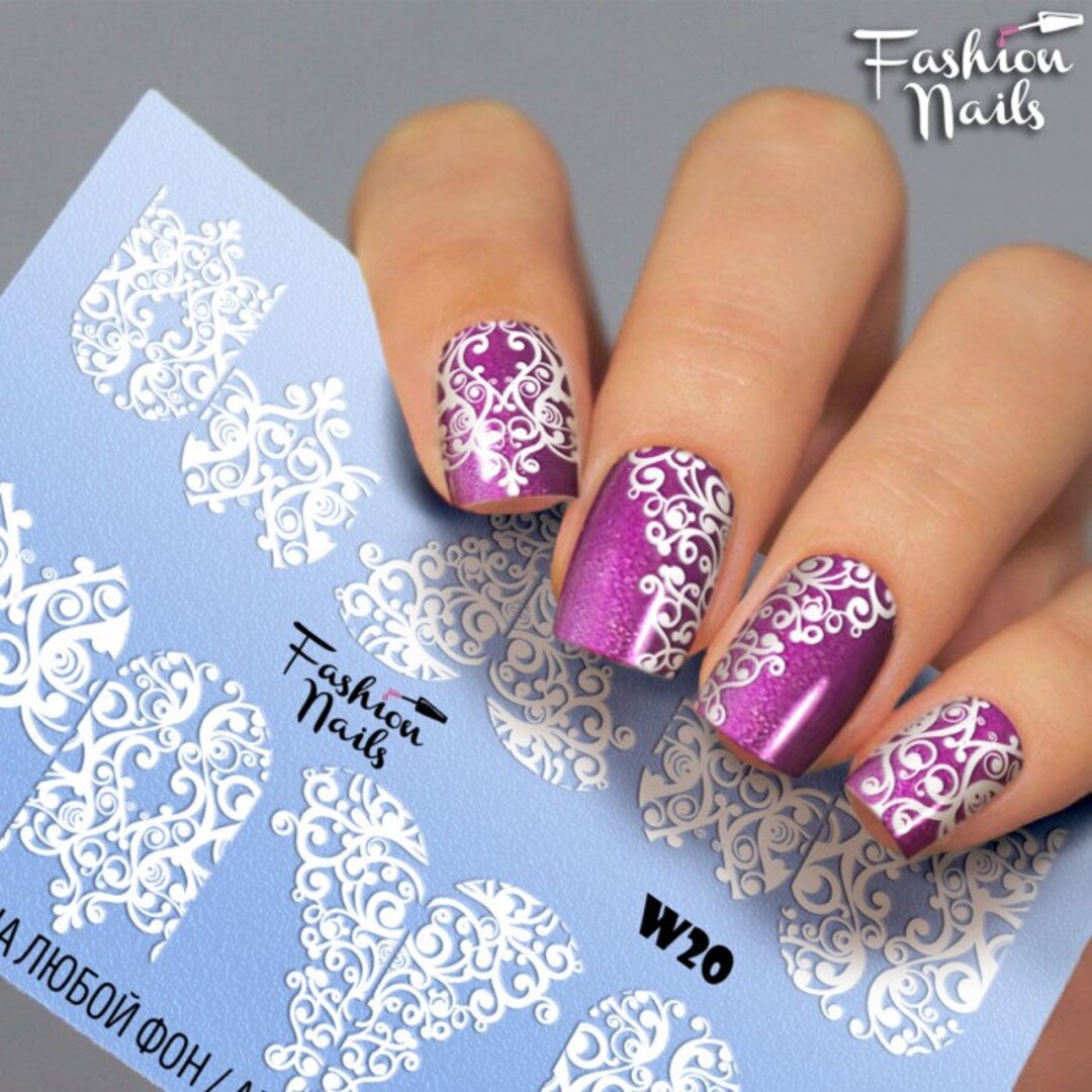 White Nail Decals Lace Nail Water Transfer Wedding Nail - Etsy