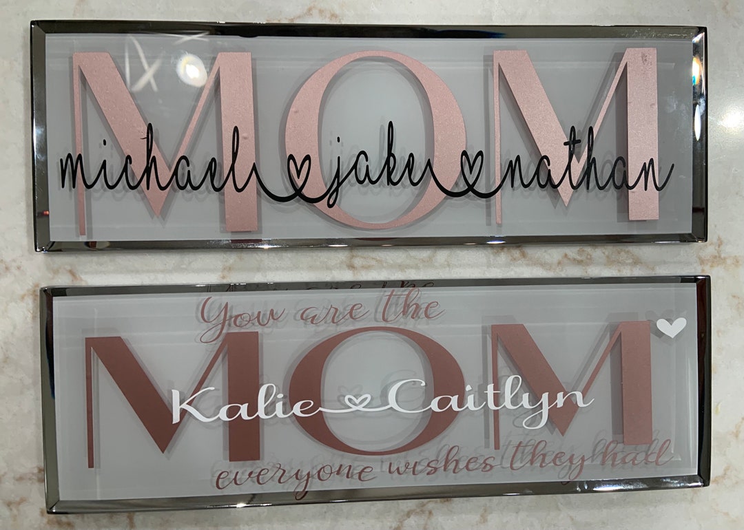 Personalized Glass Tiles for Mom - 4x12 MOM With Names, Mothers Day - Etsy