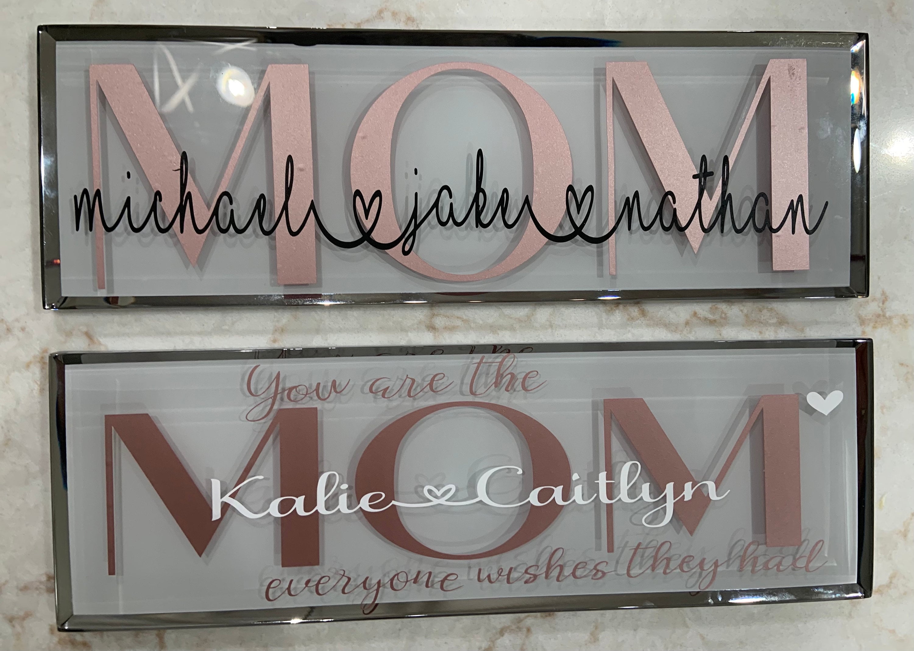Personalized Glass Tiles for Mom - 4x12 MOM With Names, Mothers Day - Etsy