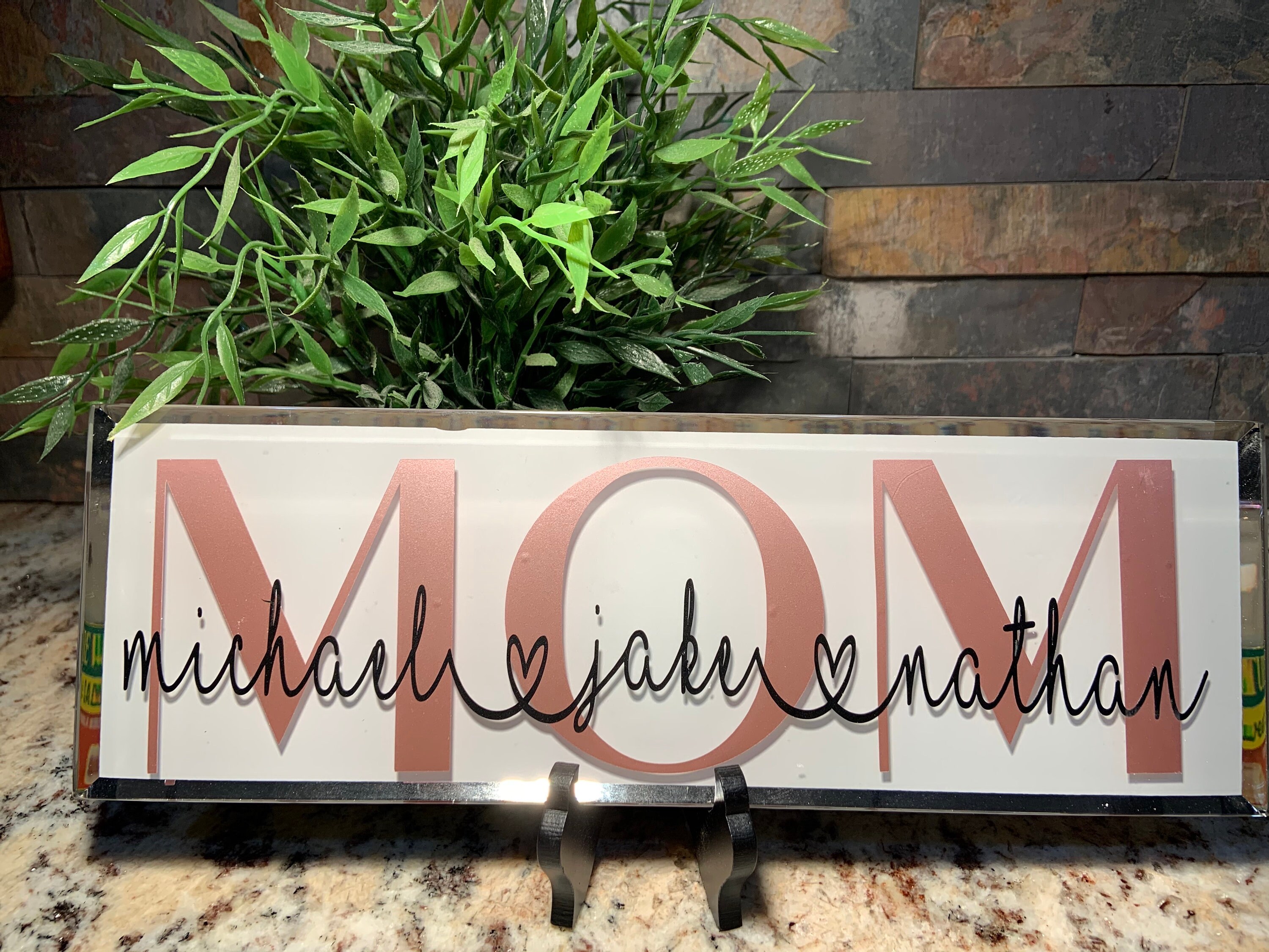 Personalized Glass Tiles for Mom - 4x12 MOM With Names, Mothers Day - Etsy
