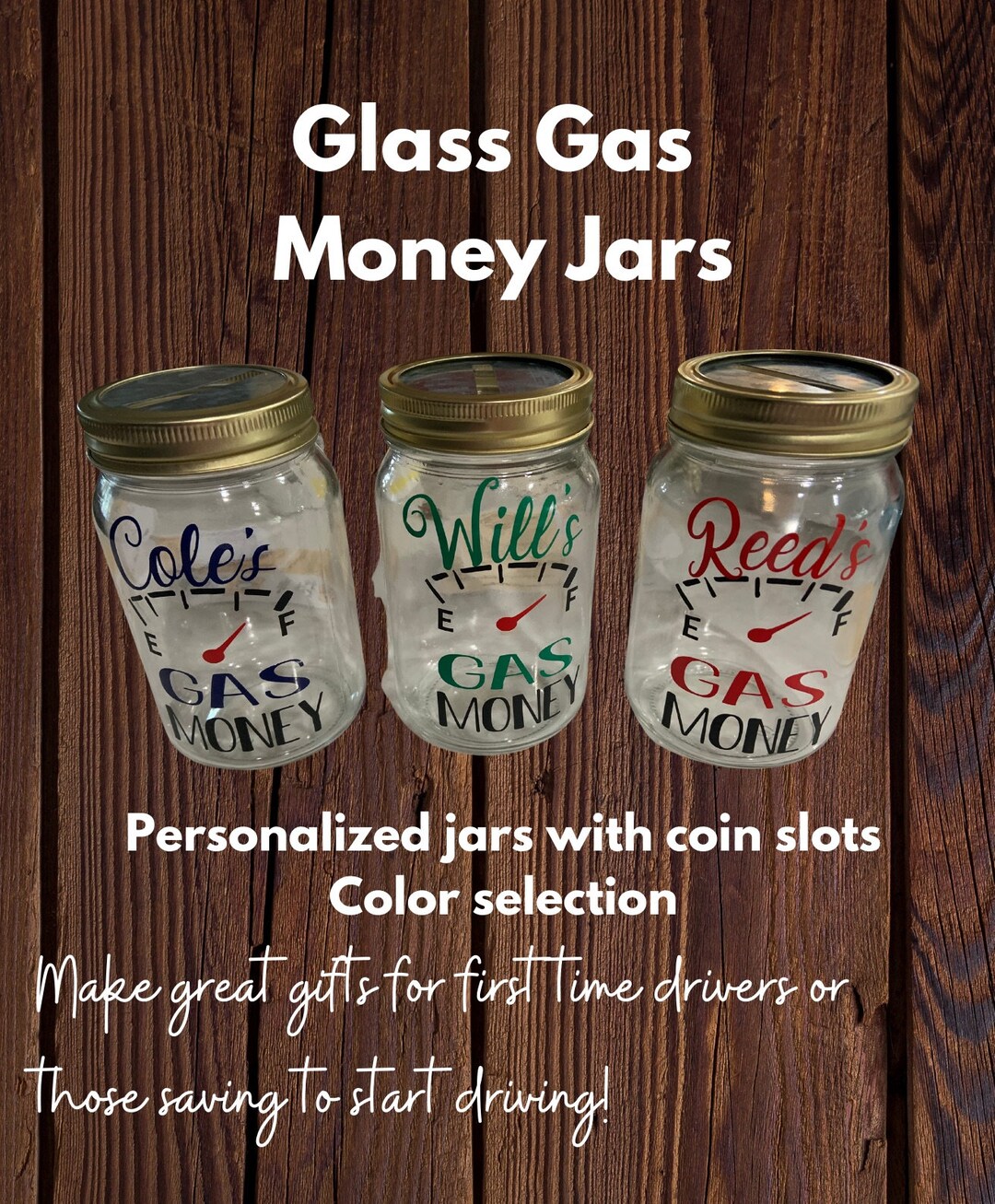 Personalized Gas Money Glass Jar Banks - New Driver - Saver Bank - Etsy