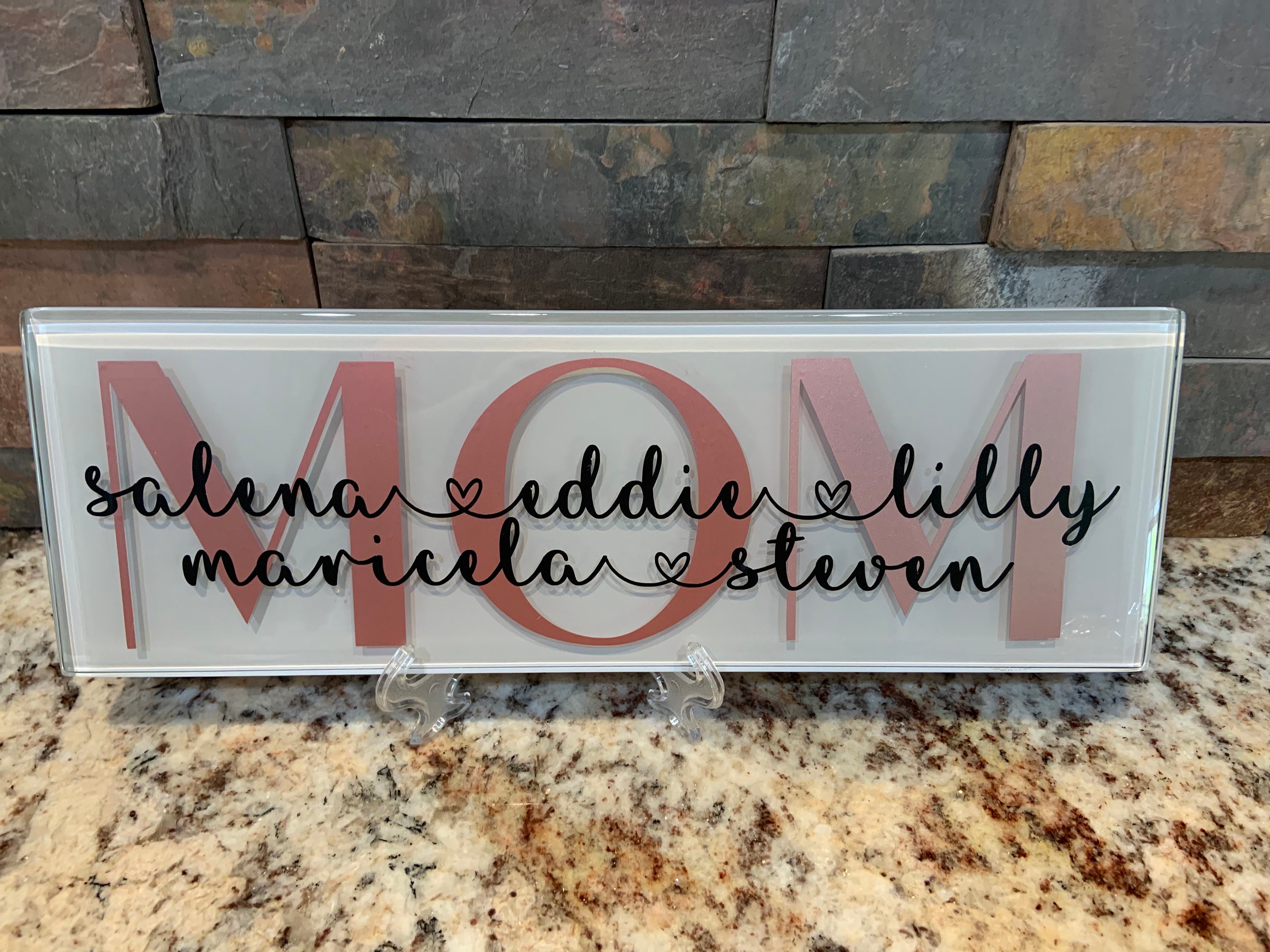 Personalized Glass Tiles for Mom - 4x12 MOM With Names, Mothers Day - Etsy
