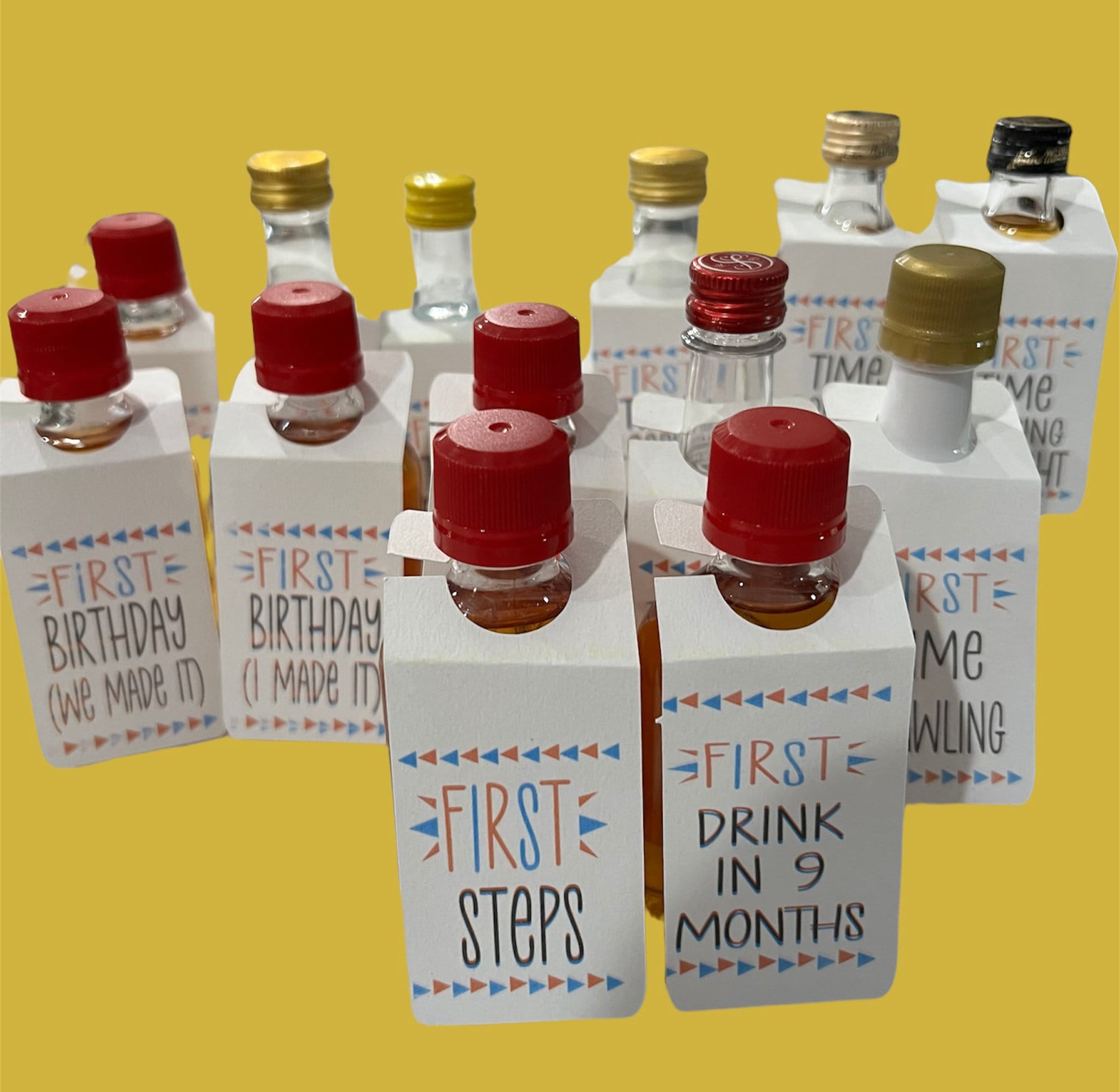 First Milestone Mini Alcohol Bottles Tags - Great for New Moms or Moms ...